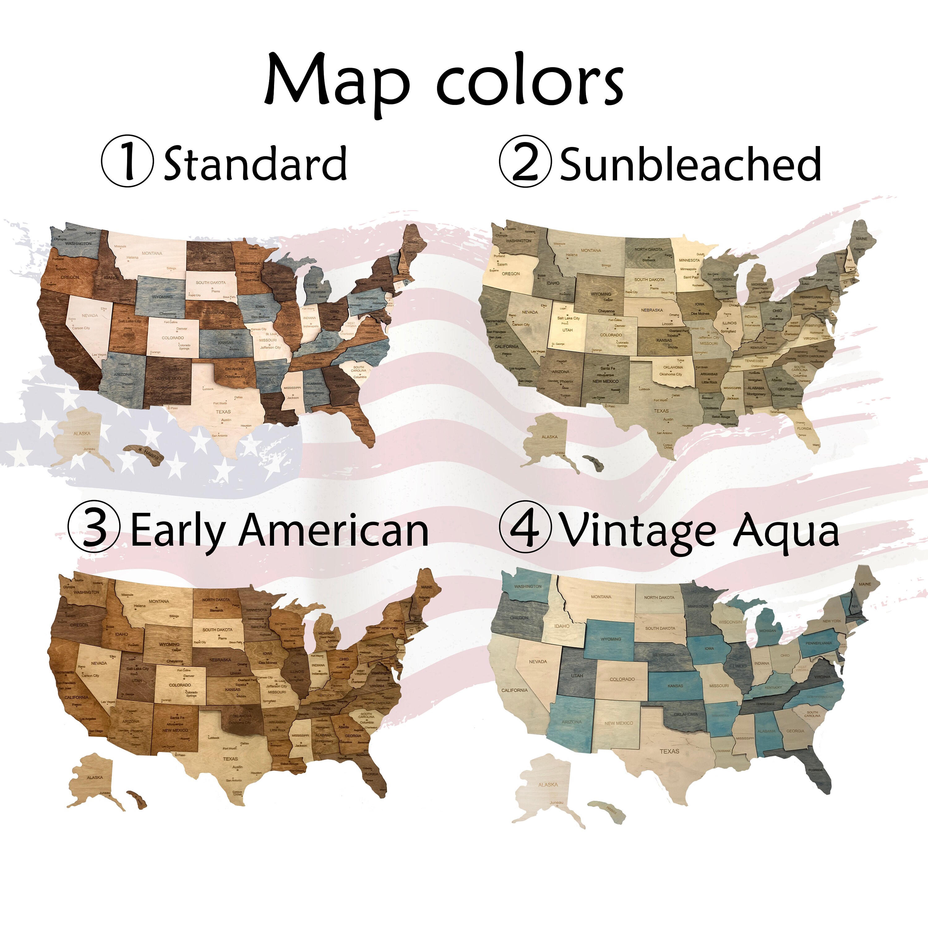 Wooden US Map United States Map Wood Wall Art US Travel Map Push Pin ...