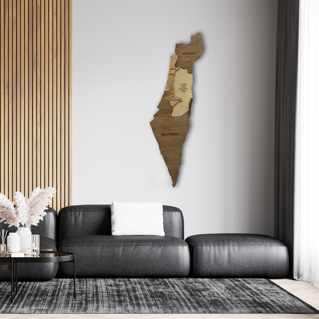 Wooden Israel Map Wall Art Israel Map Anniversary Gift for Israeli Wall ...