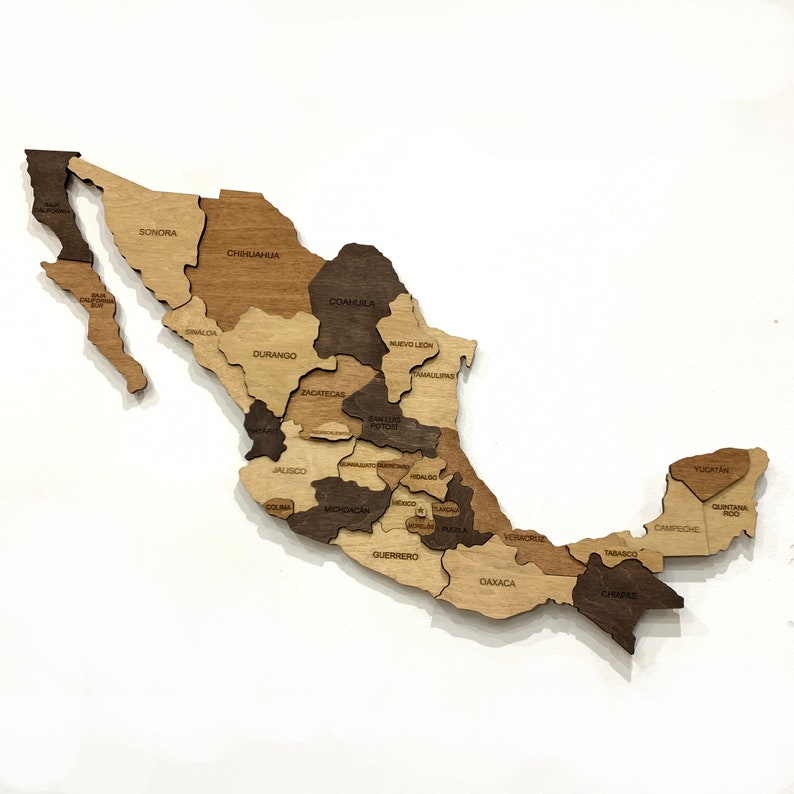 Wooden Mexico Map Wall Art Mexico Wall Art Travel Map Mexico Poster ...