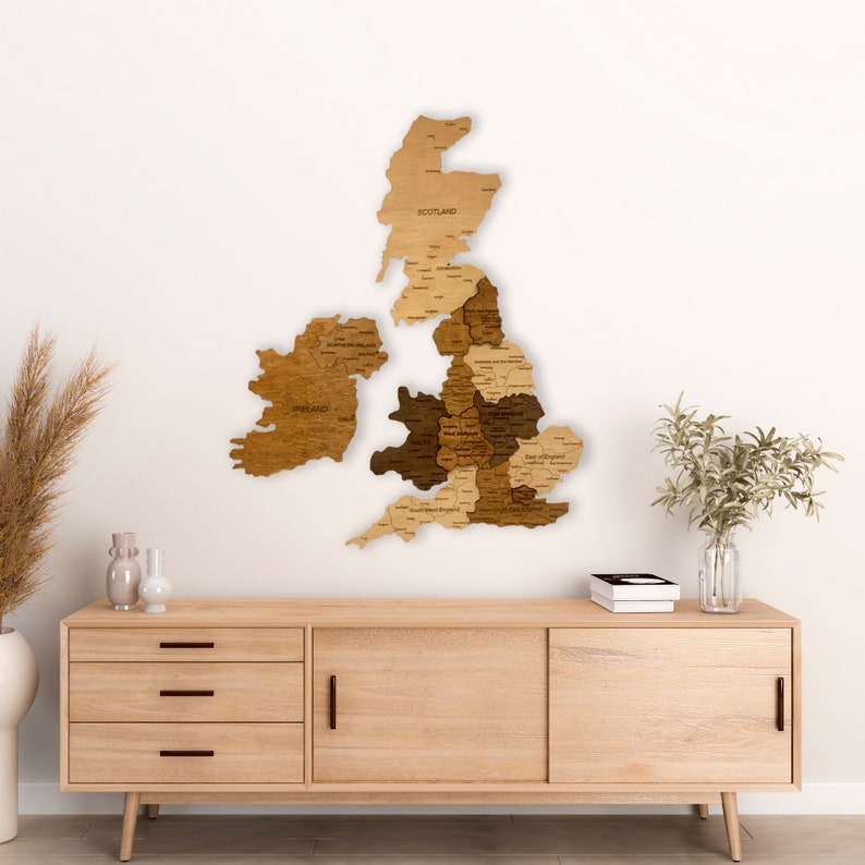 Wooden United Kingdom Map Wall Art Wood UK Map Art England Map Scotland ...