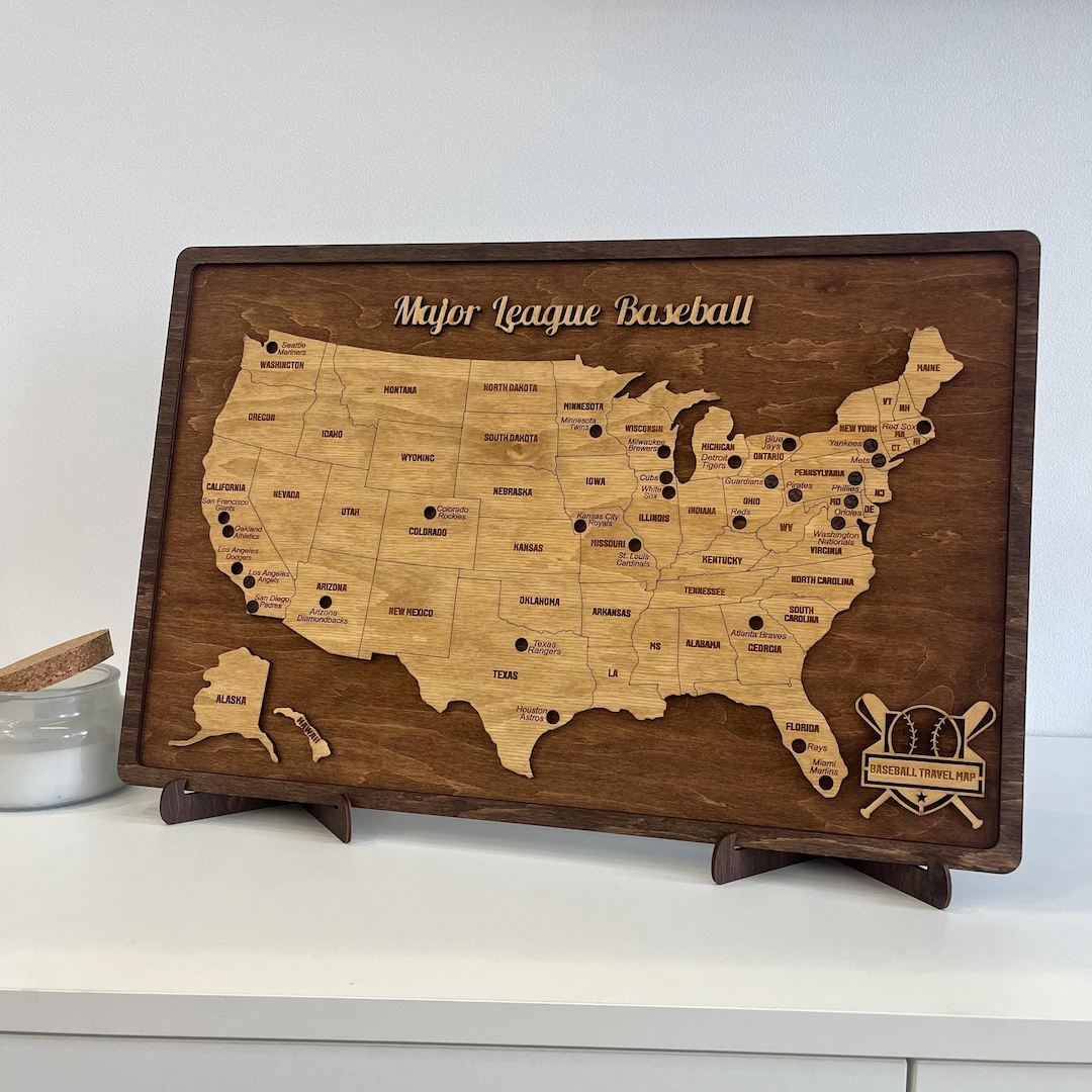 MLB Map Pro Baseball Map MLB Team Map Travel Map Wooden US Map ...