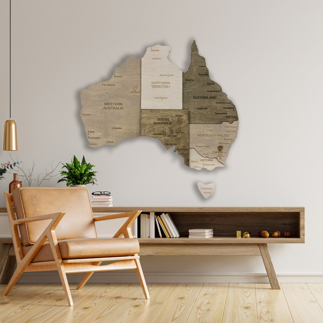 Wooden Australia Map Wall Art: Push Pin Travel Map, Home Decor - Etsy