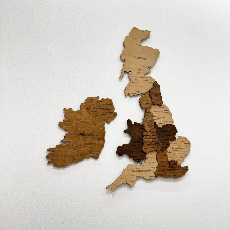 Wooden United Kingdom Map Wall Art Wood UK Map Art England Map Scotland ...