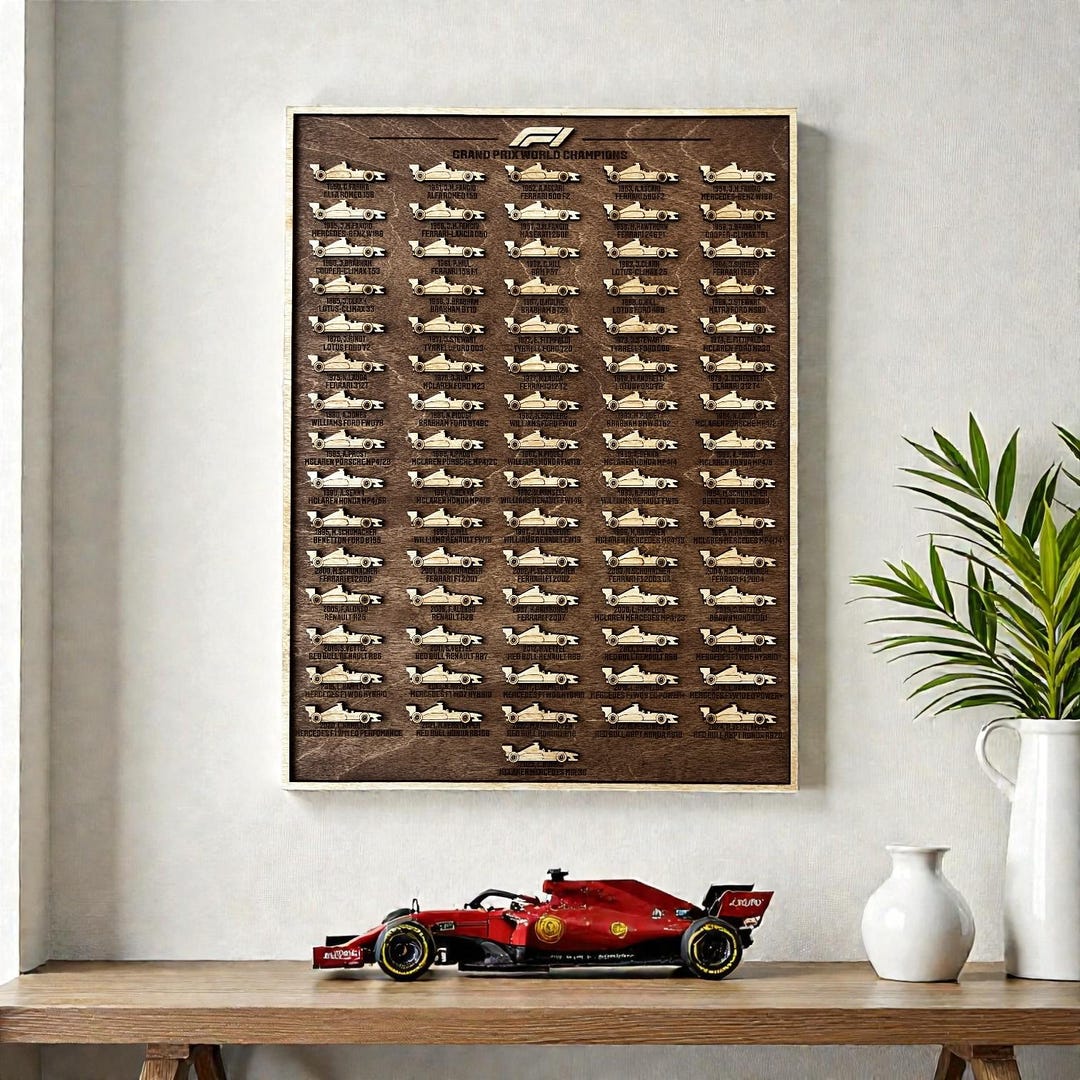 Wooden Formula 1 Champions 2026 Poster, F1 Grand Prix History, F1 ...