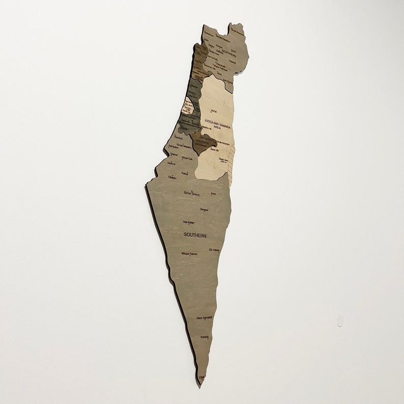 Wooden Israel Map Wall Art Israel Map Anniversary Gift for Israeli Wall ...
