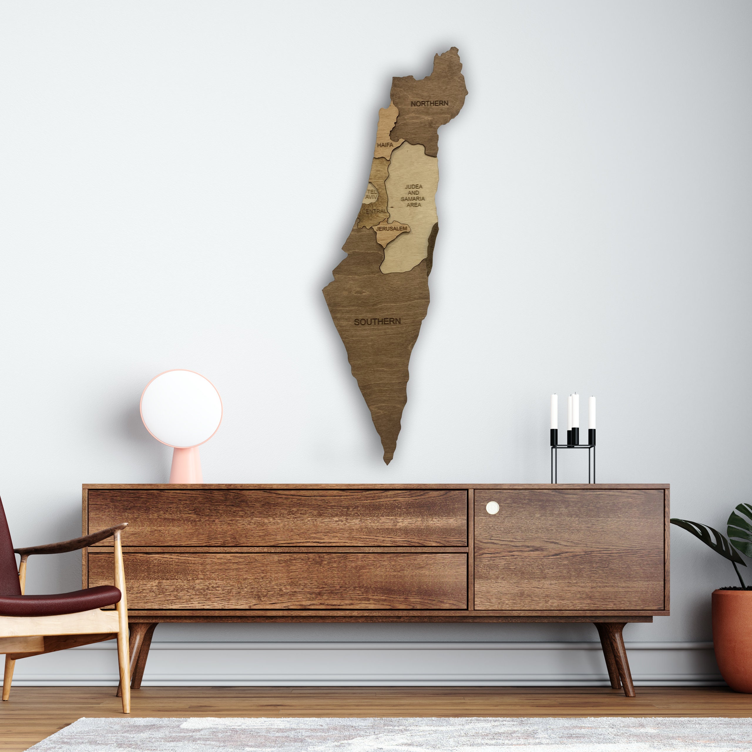 Wooden Israel Map Wall Art Israel Map Anniversary Gift for Israeli Wall ...