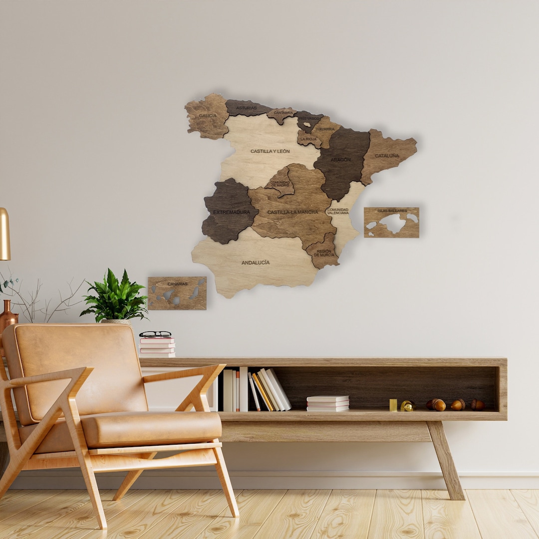 Spain Map Wall Art Spanish Map Mapa De España Wood Wall Art Push Pin ...