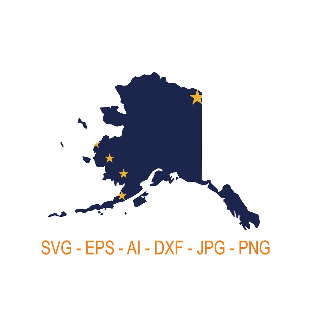 Alaska Map Flag Svg United States Flag Map AK USA Alaska Flag - Etsy