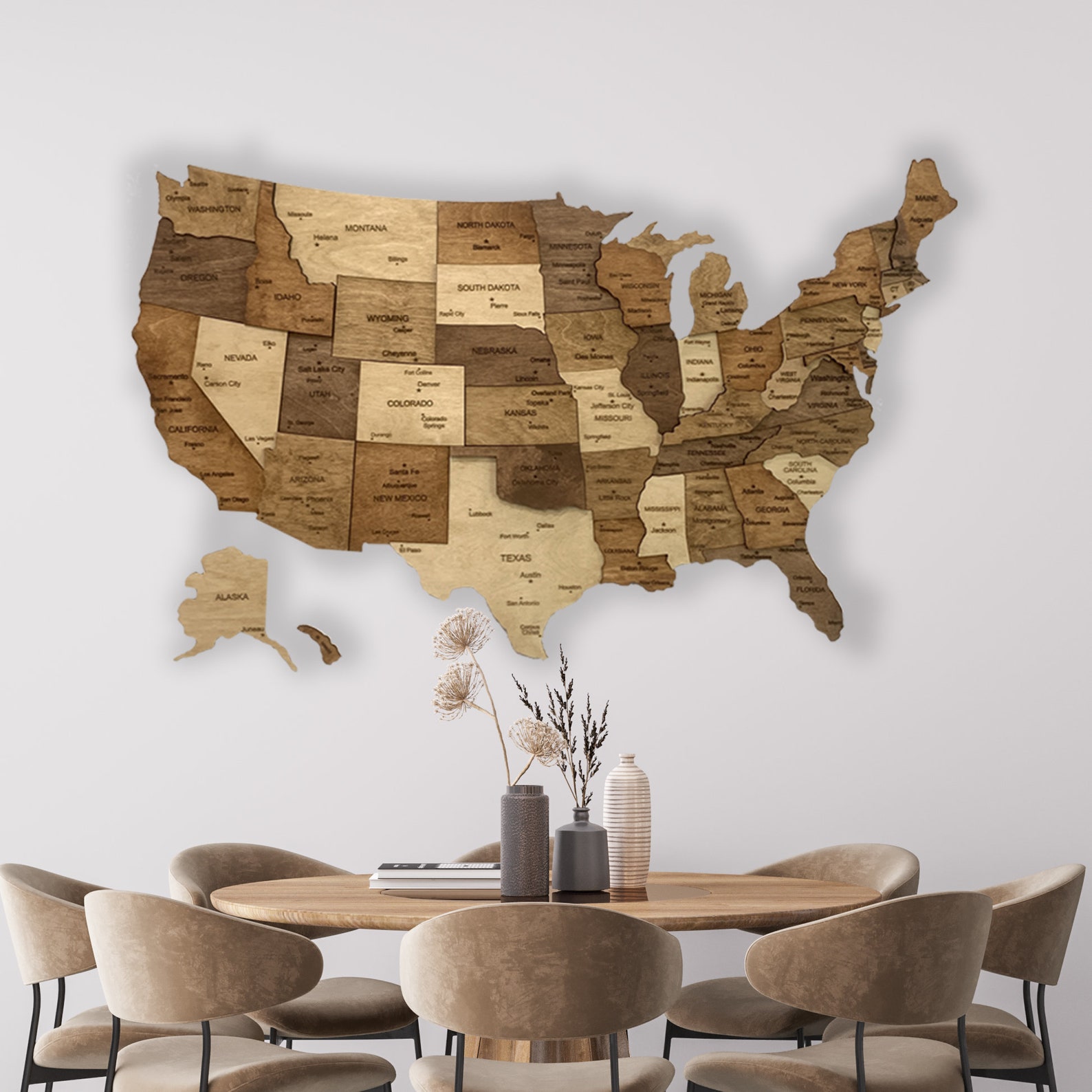 Wooden US Map United States Map Wood Wall Art US Travel Map Push Pin ...