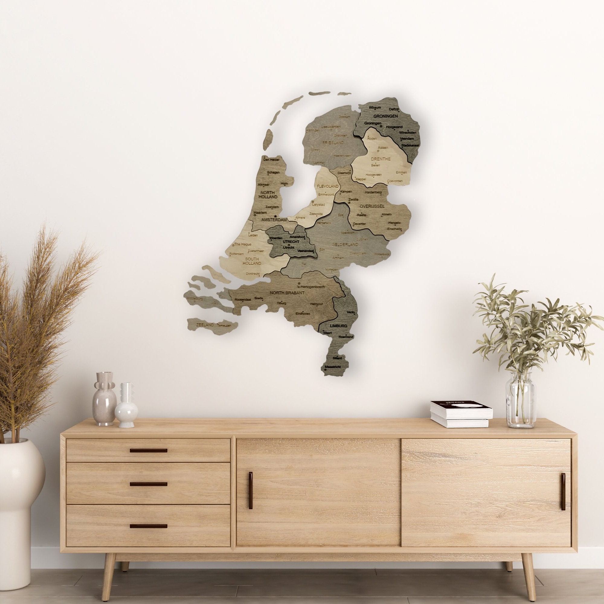 Wooden Netherlands Map Wall Art Wood Map of Netherlands Holland Map ...