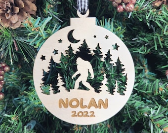 Big Foot Yeti Sasquatch Dragging Christmas Tree 2-layer Laser Cut Wood ...