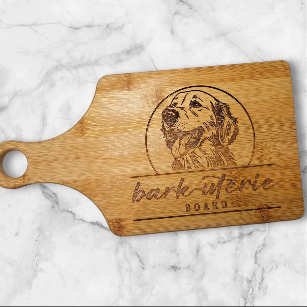 Golden Retriever Bark-uterie Board - Choose Your Breed - Handled Bamboo ...