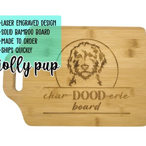 Char-dood-erie Board Handled Bamboo Serving Board Goldendoodle ...