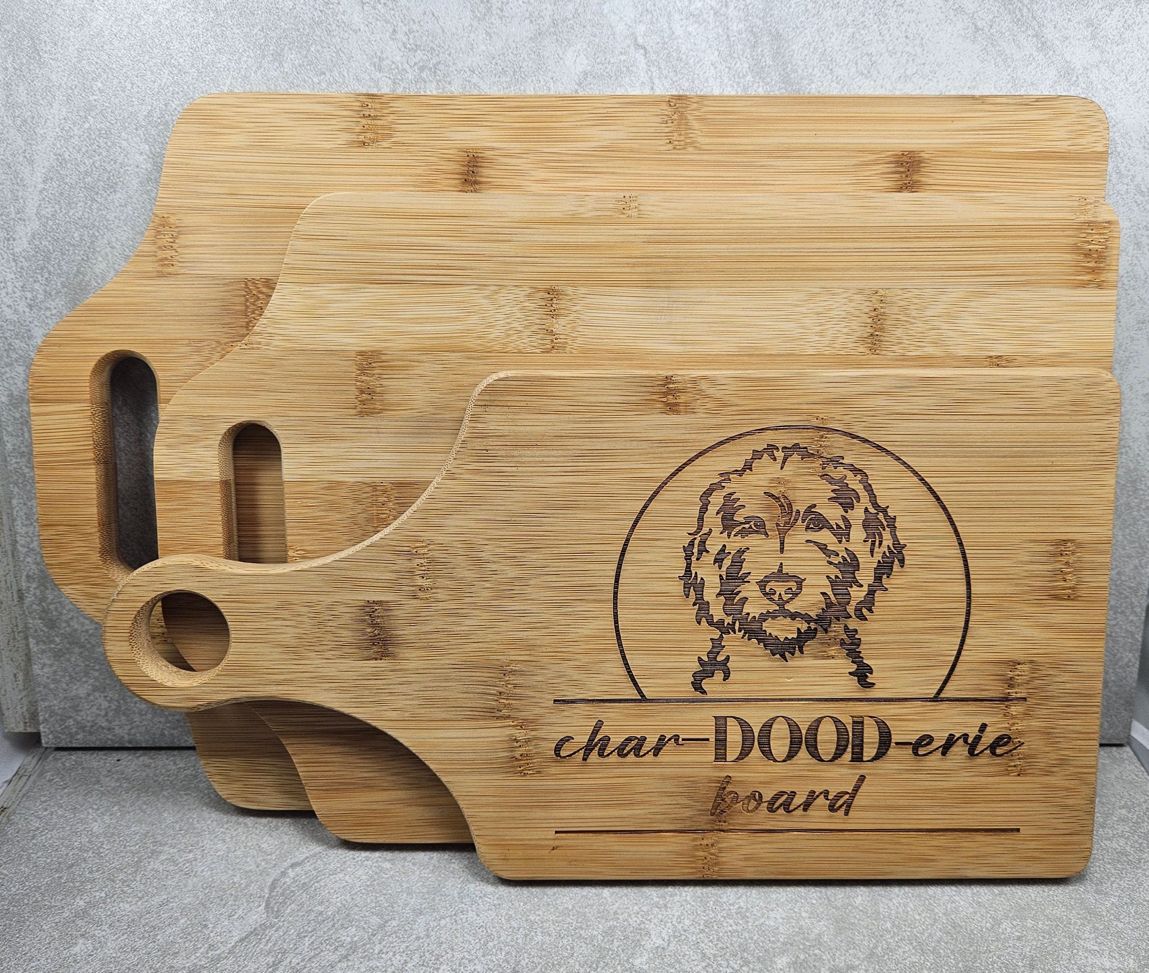 Char-dood-erie Board - Handled Bamboo Serving Board - Goldendoodle ...