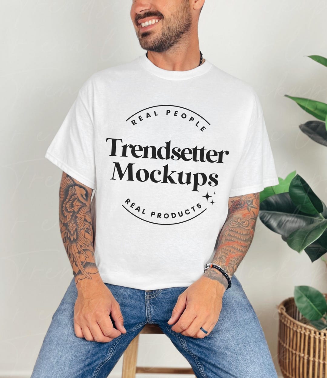 Gildan 5000 White Mens Tshirt Mockup, G5000 Male Mock-up, Oversized Tee ...