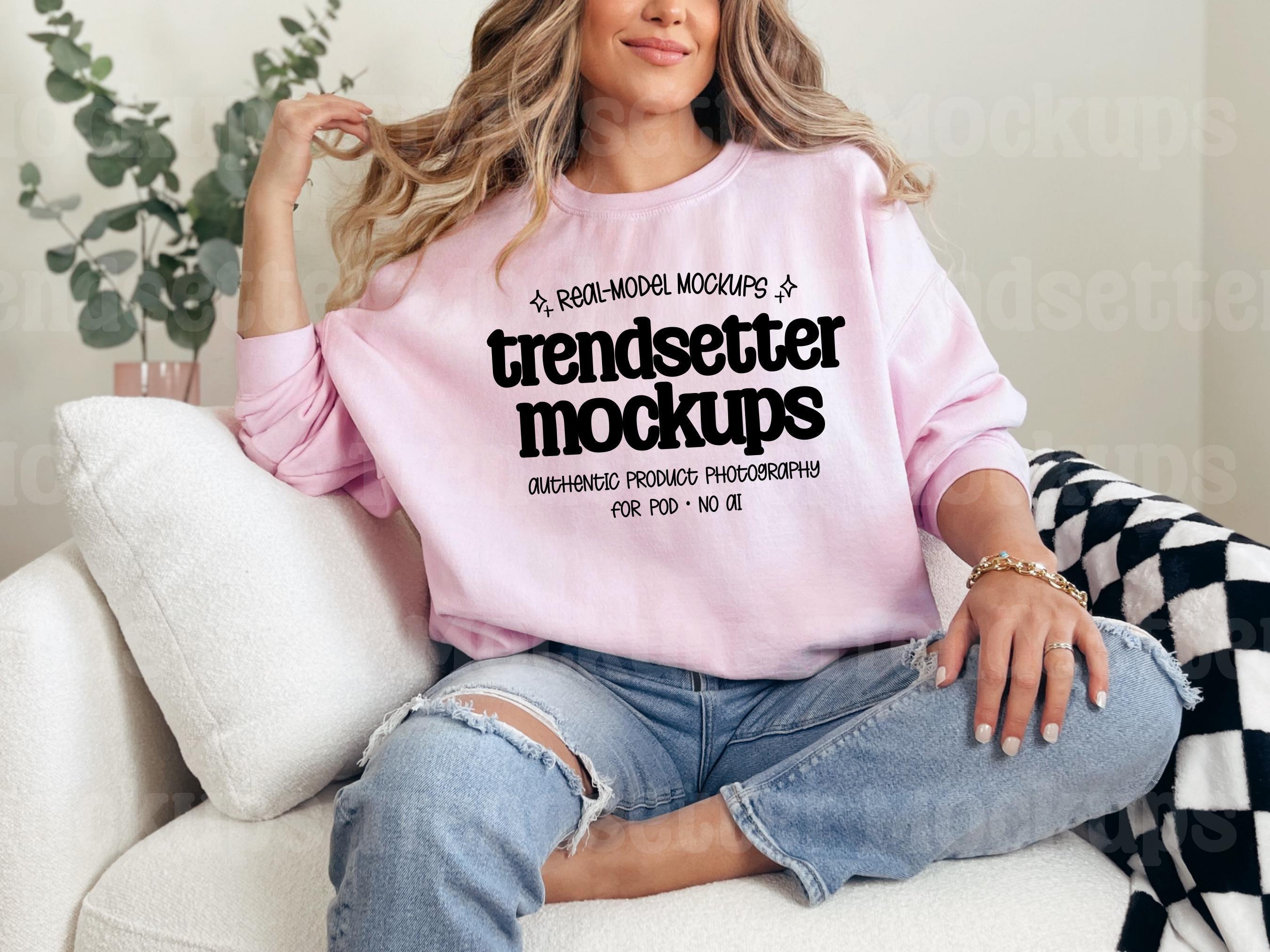 Gildan 18000 Light Pink Sweatshirt Mockup, G18000 Crewneck Sweatshirt ...