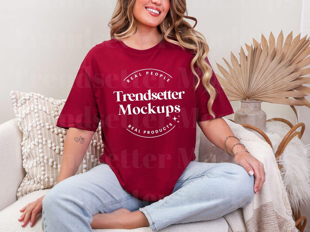 Gildan 64000 Cardinal Red Tshirt Mockup | G64000 Cardinal Red T-shirt ...