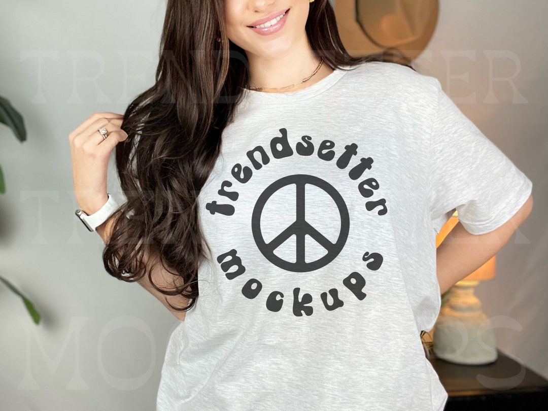 Gildan 5000 Ash Grey Mockup, Gildan Ash Gray Mock-up, Gray Tee Shirt ...