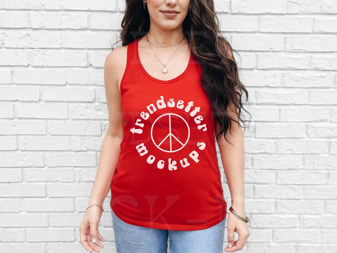 Next Level 1533 Mockup, NL1533 Red Tank Mock-up, Next Level Red Tank ...