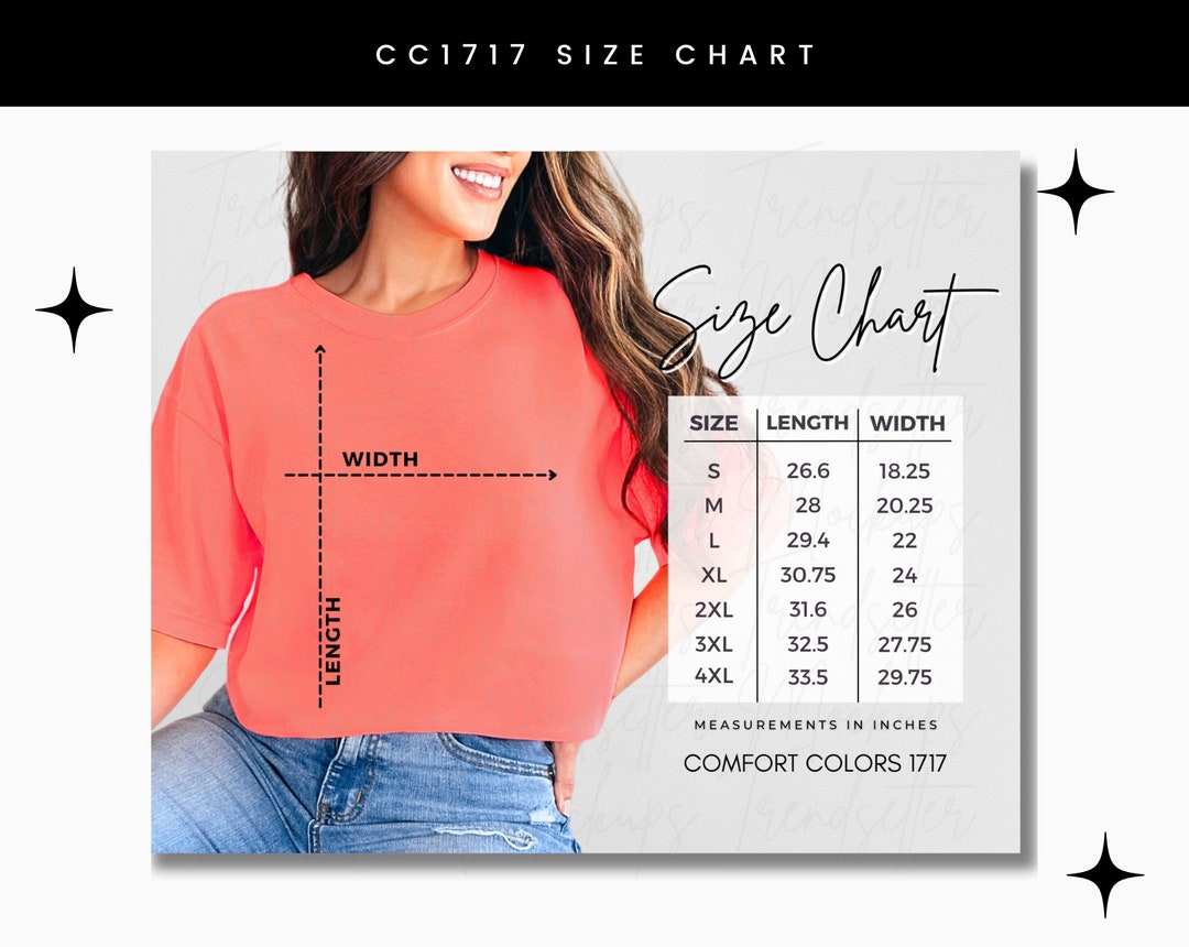 Comfort Colors 1717 Size Chart, CC1717 Comfort Colors Unisex Size Chart ...