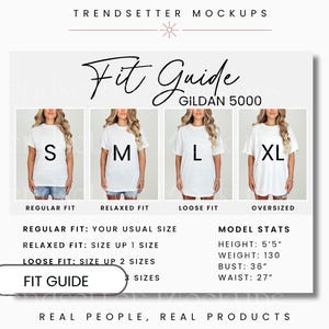 Gildan 5000 Fit Guide, G5000 Size Chart, Tee Shirt Sizing Guide, G500 ...