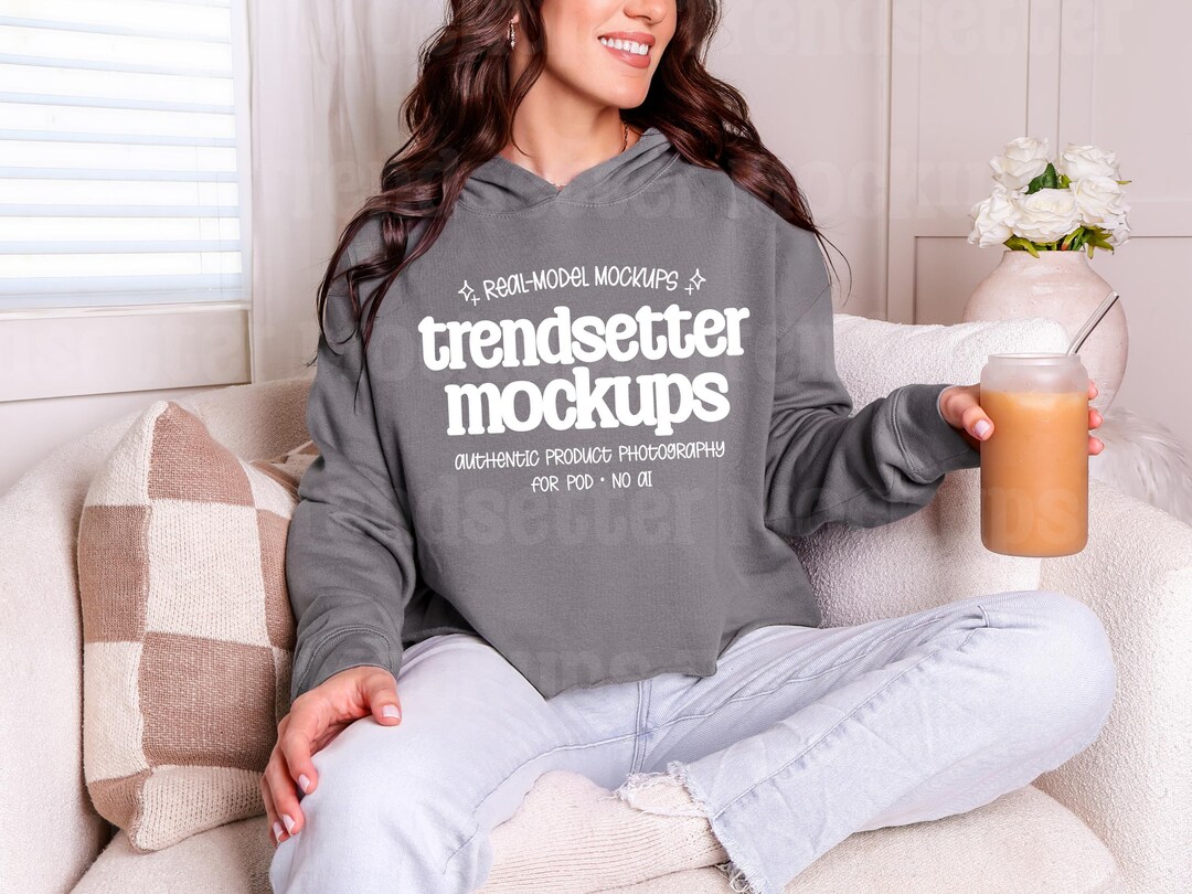 Lane Seven 12000 Storm Mockup, LS12000 Cropped Hoodie, Cozy Lifestyle ...
