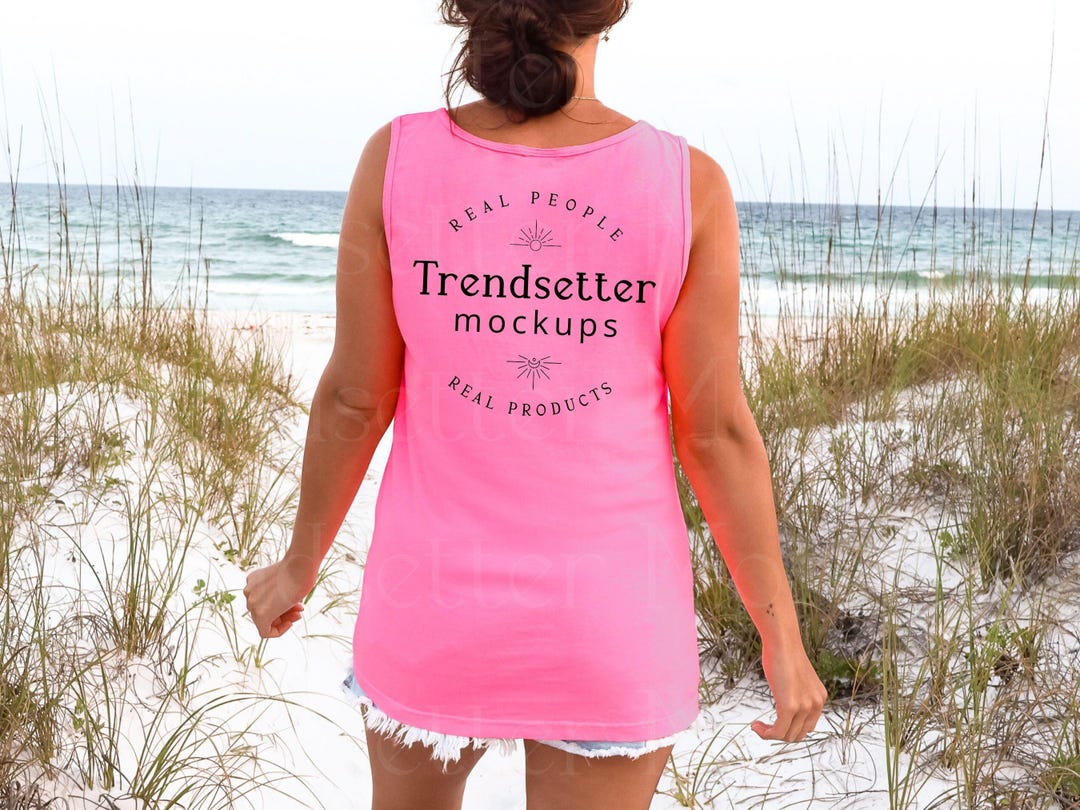 Comfort Colors 9360 Neon Pink Tank Mockup | CC9360 Neon Pink Tank Top ...