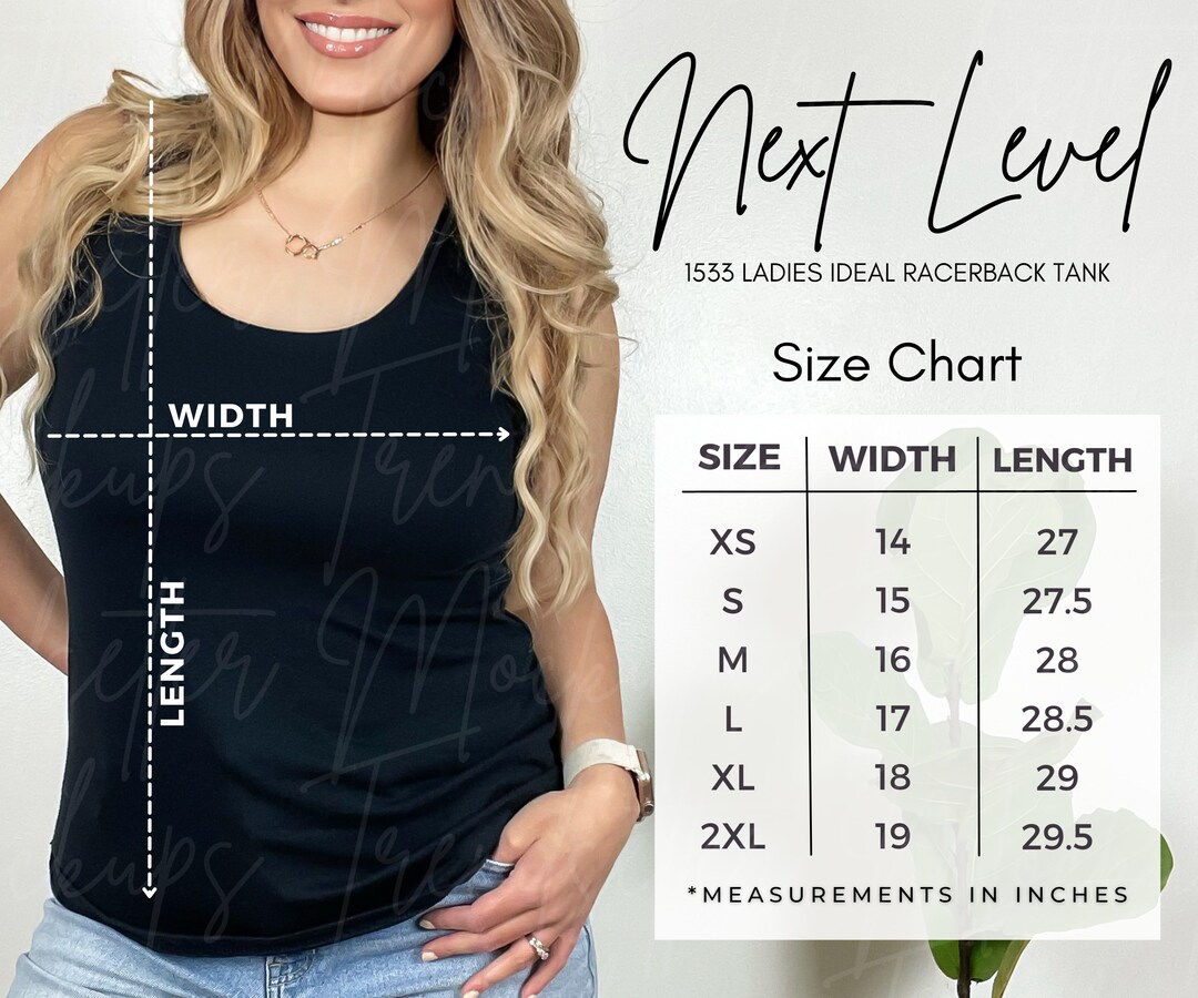 Next Level 1533 Size Chart Ladies Next Level 1533 Tank Top - Etsy