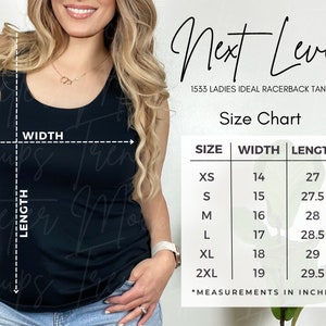 Next Level 1533 Size Chart, Ladies Next Level 1533 Tank Top Size Chart ...