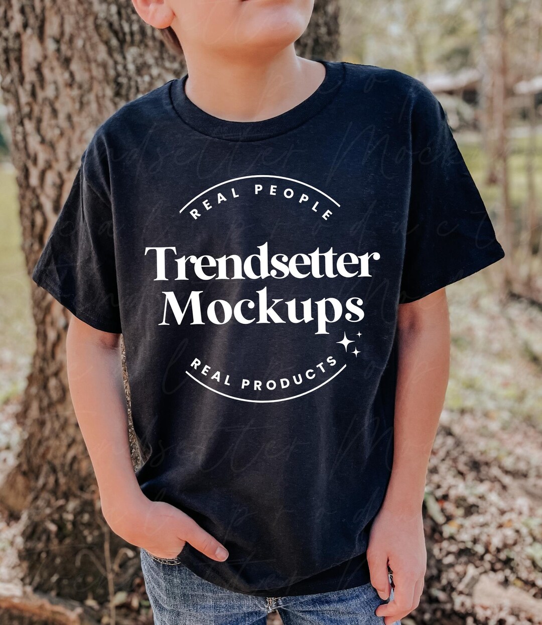Kids Black Mockup Gildan 5000B, Unisex Trendy Mock-up, Youth Black ...