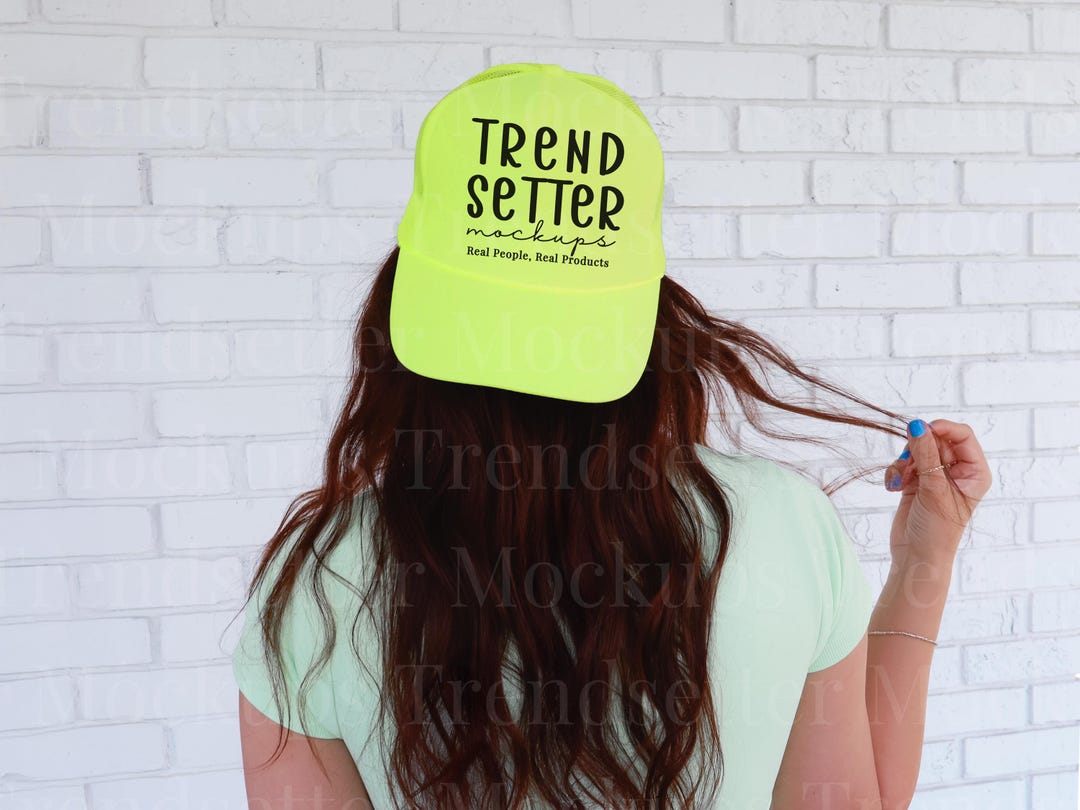 Neon Yellow Otto Hat Mockup | 39-169 Neon Yellow Otto Trucker Hat ...