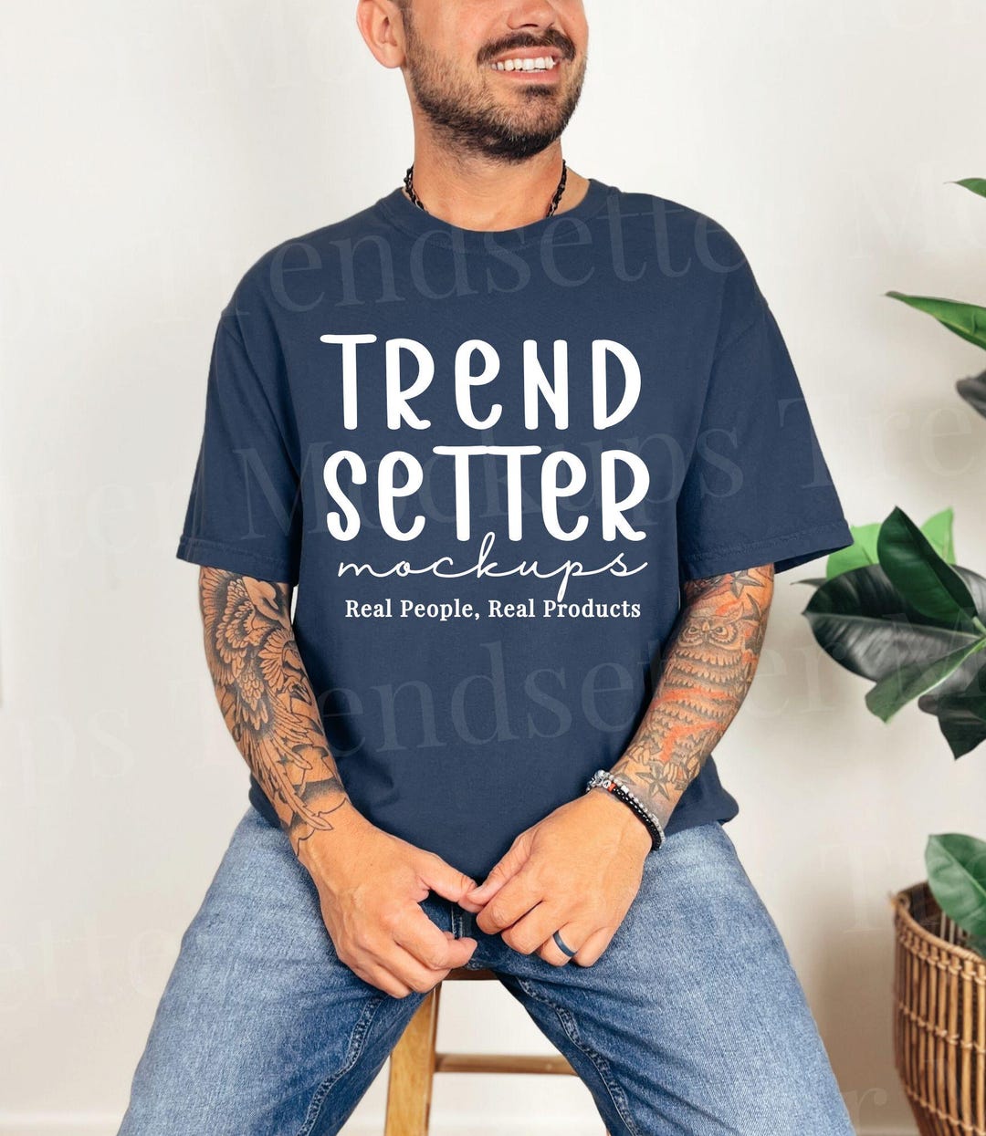 Comfort Colors 1717 Midnight Mockup, CC1717 Mens Mock-up, Trendy Blue ...
