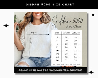Gildan 5000 Size Chart, Unisex G5000 Size Chart, Gildan Sizing Guide ...