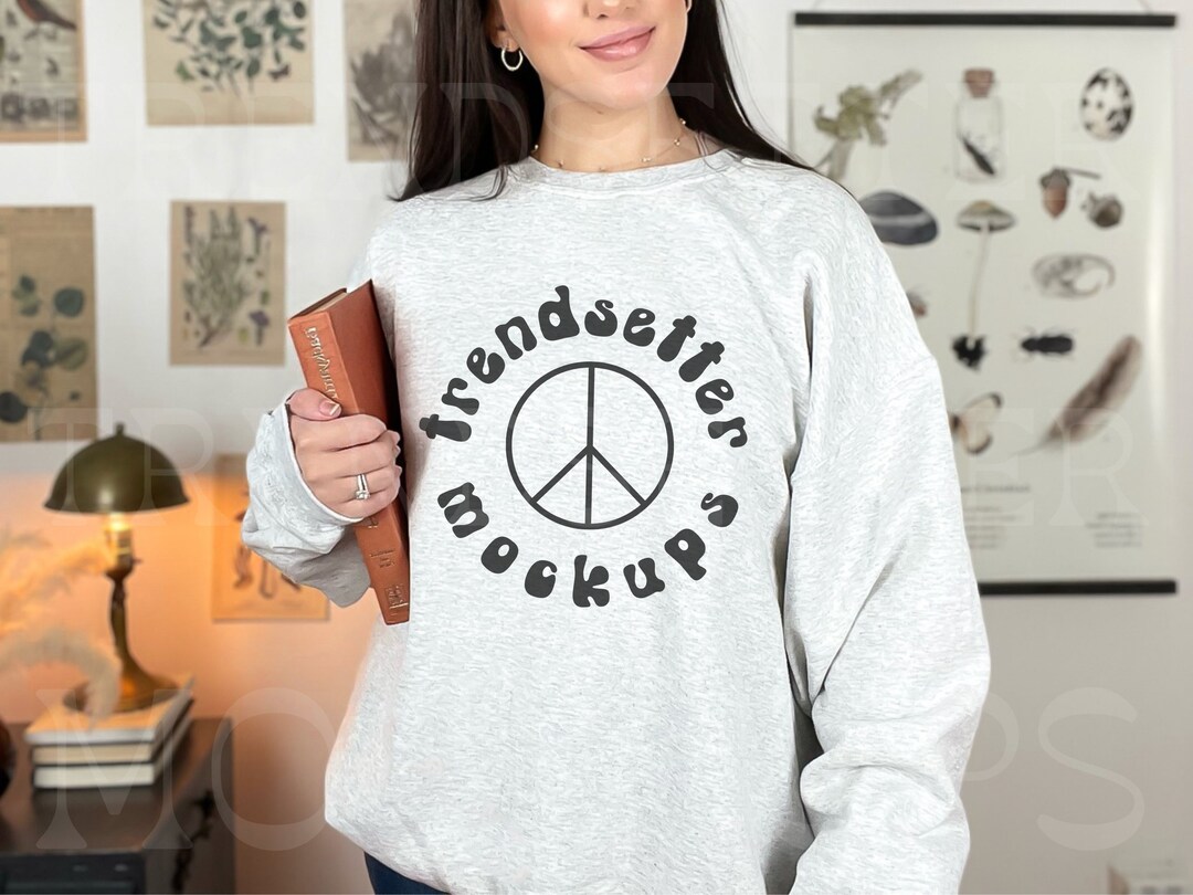 Gildan 18000 Ash Mockup, Ash Sweatshirt Cottagecore Mock-up, Trendy ...