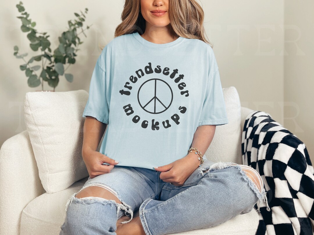 Comfort Colors 1717 Chambray Mockup C1717 Oversized Tee - Etsy