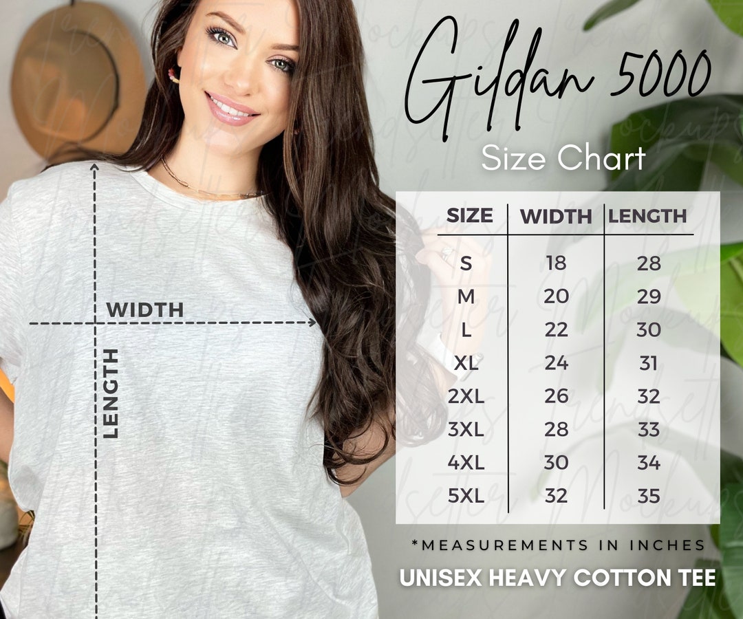 Gildan 5000 Size Chart Unisex Gildan 5000 Size Chart Gildan - Etsy