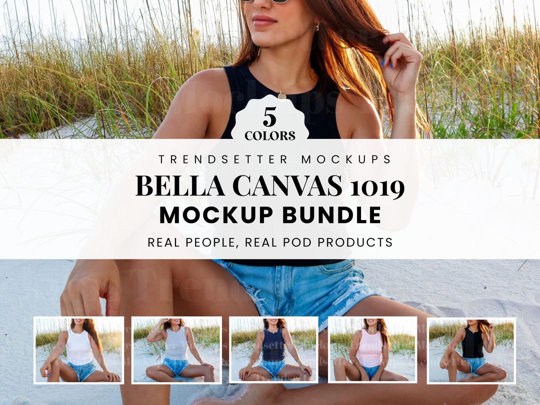 Bella Canvas 1019 Beach Mockup Bundle | BC1019 Micro Ribbed Cropped ...