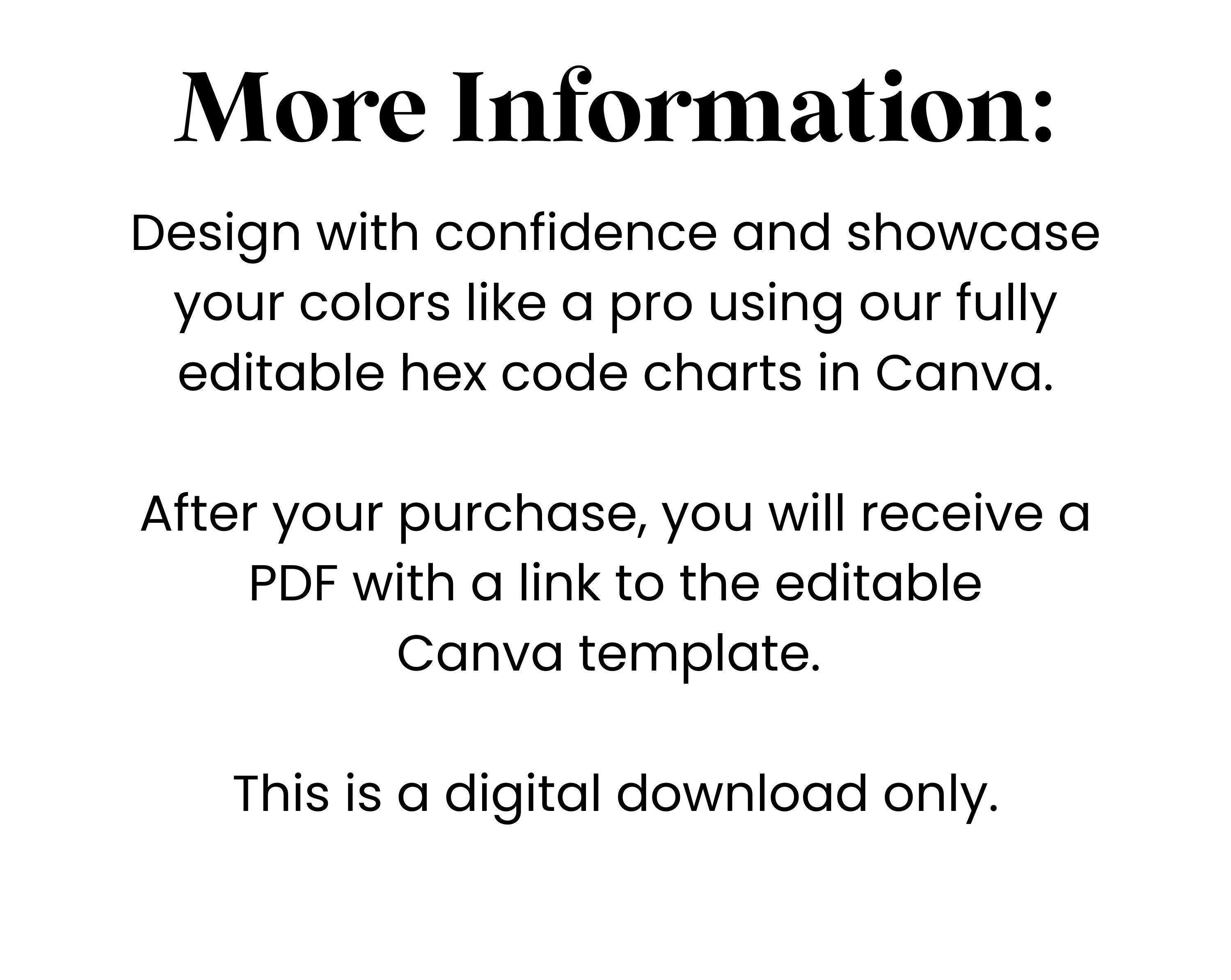 Comfort Colors Hex Codes Color Chart | Editable Canva Template | CC1717 ...