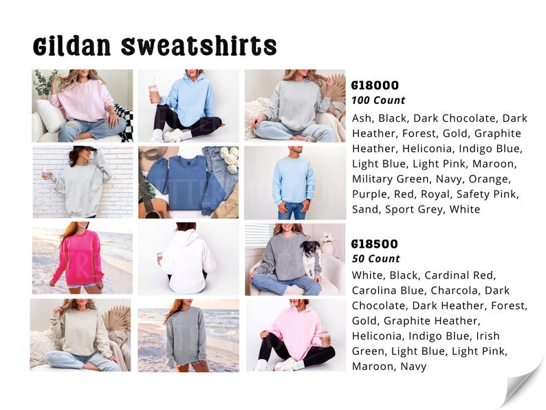 Whole Shop Mockup Bundle Mini: Comfort Colors 1717, Gildan 18000, Bella ...