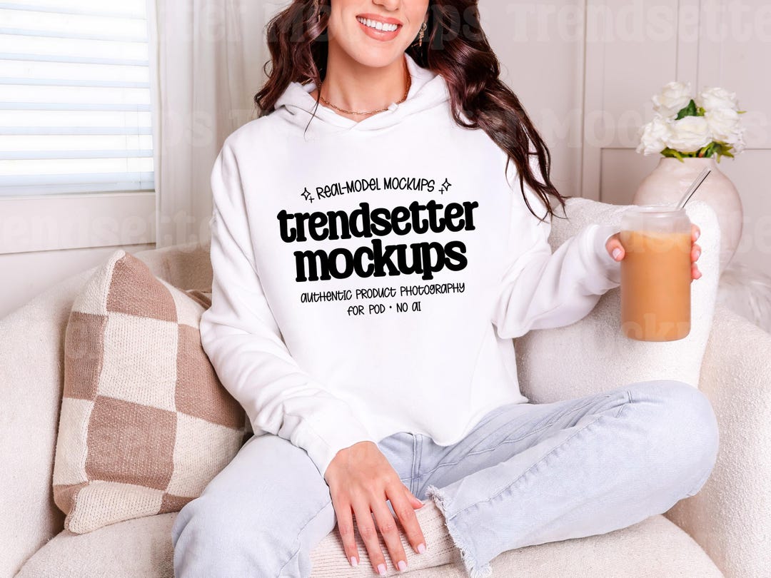 Lane Seven 12000 White Mockup, LS12000 Cropped Hoodie, Cozy Lifestyle ...