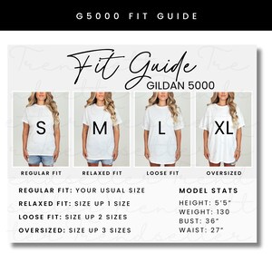Gildan 5000 Fit Guide, G5000 Size Chart, Tee Shirt Sizing Guide, G500 ...