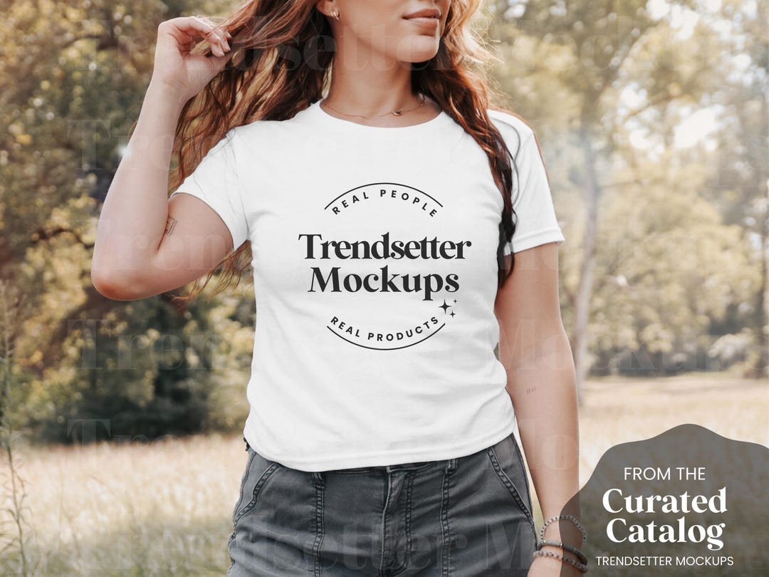 Gildan 5000B White Mockup, G5000B Baby Tee Mock-up, Trendy Crop Tee ...