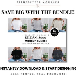 Gildan 18000 Graphite Heather Sweatshirt Mockup, G18000 Grey Crewneck ...