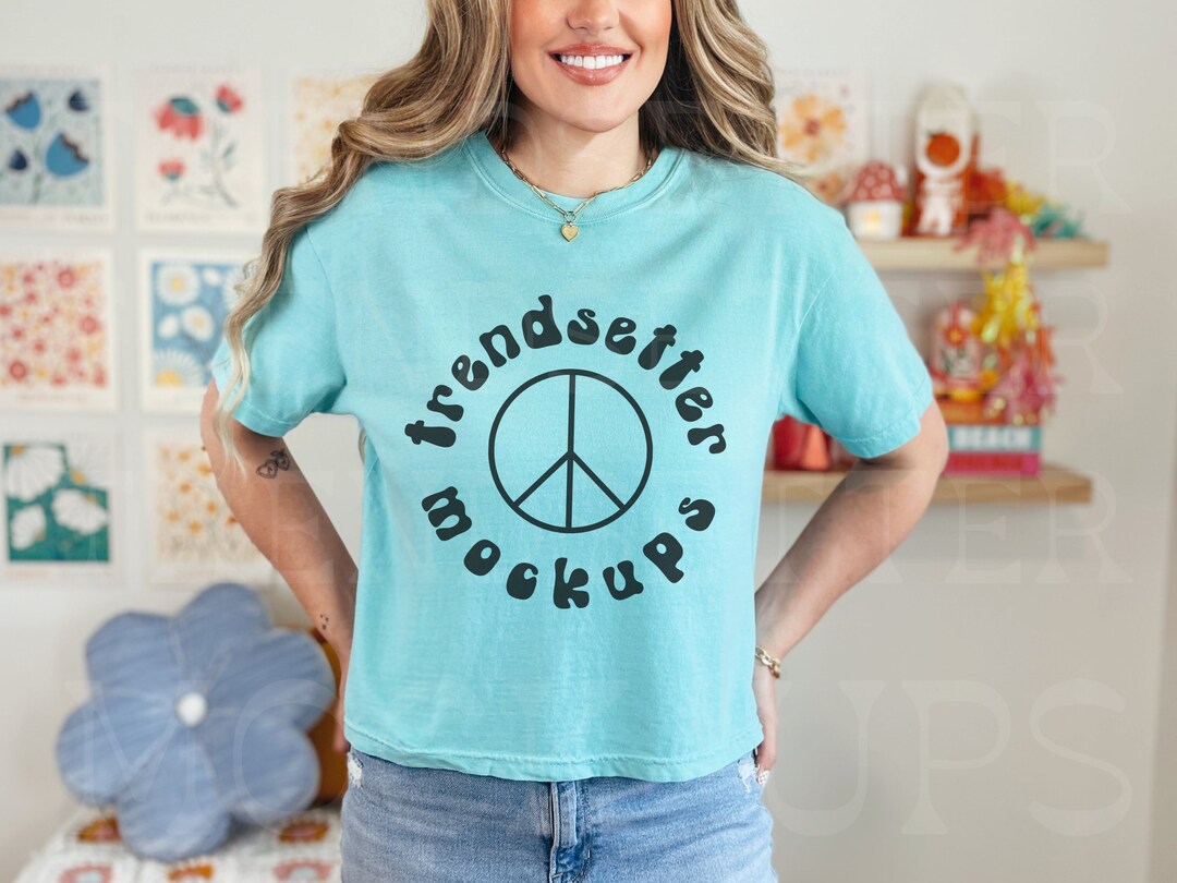 Comfort Colors 3023CL Chalky Mint Mockup, CC3023 Cropped Tee Horizonal ...
