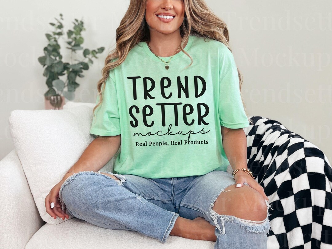 Gildan 64000 Mint Green Mockup, G64000 Simple Oversized Tee Mock-up ...