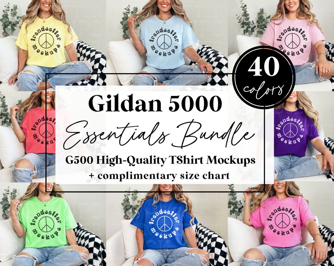Gildan 5000 Mockup Bundle, G500 New Shop Essentials Collection, Popular ...