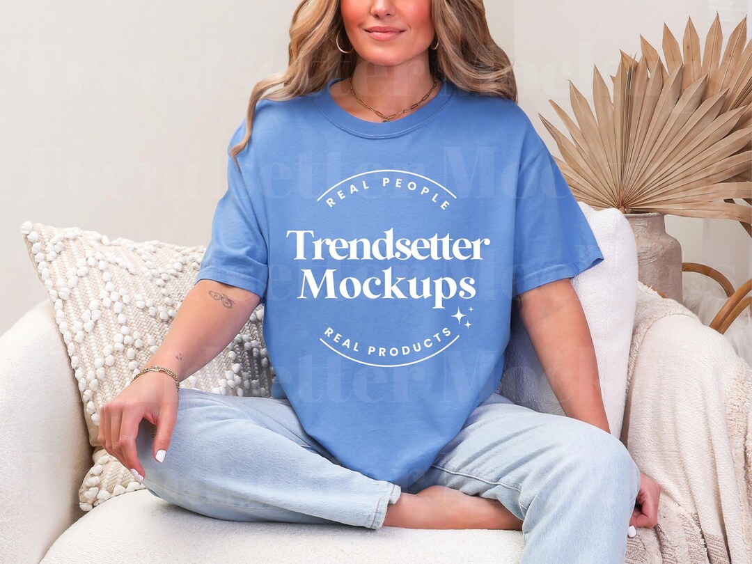Comfort Colors 1717 Mystic Blue Tshirt Mockup | CC1717 Mystic Blue Tee ...