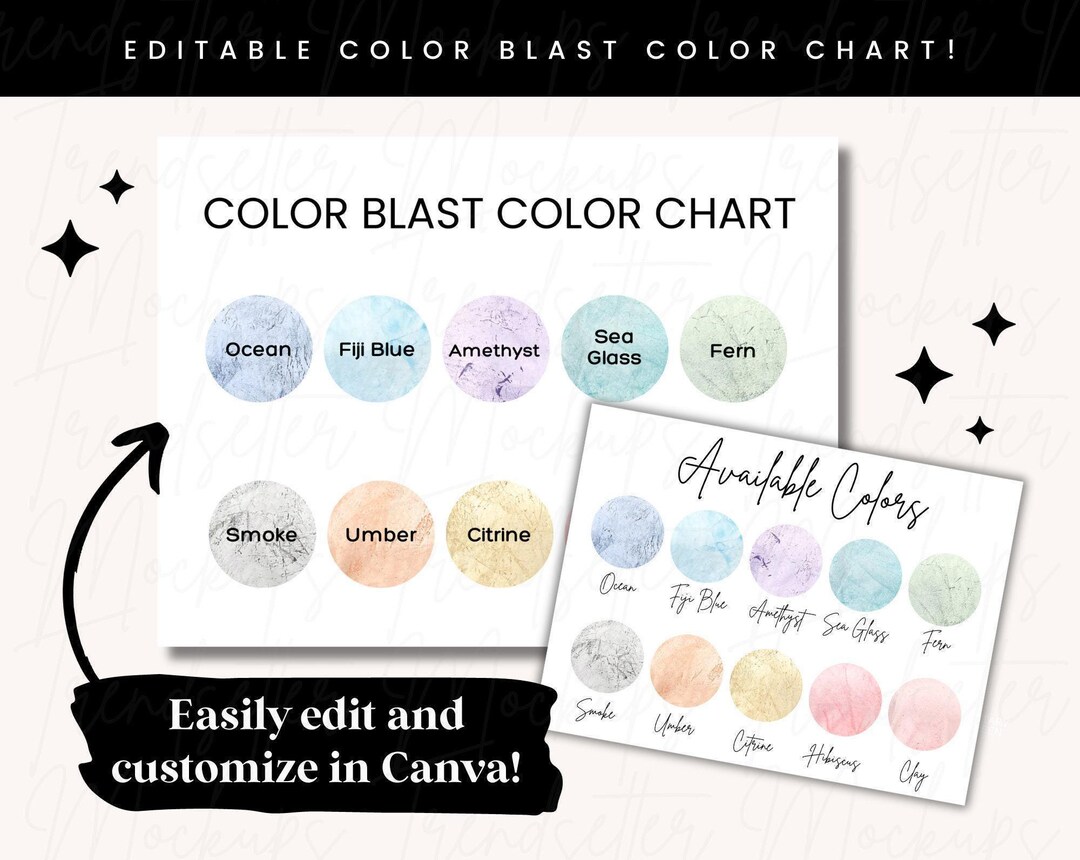 Editable Color Blast Color Chart, Color Blast 1745 Color Chart ...