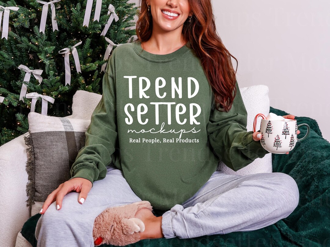 Comfort Colors 6014 Hemp Christmas Long-sleeve Tshirt Mockup: CC6014 ...