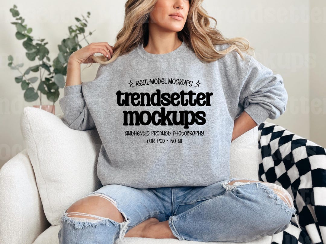 Gildan 18000 Sport Grey Mockup, Grey Crewneck Sweatshirt Boho Mock-up ...